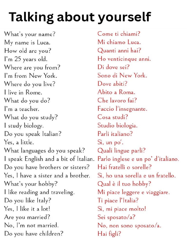 Talking About Yourself | PDF