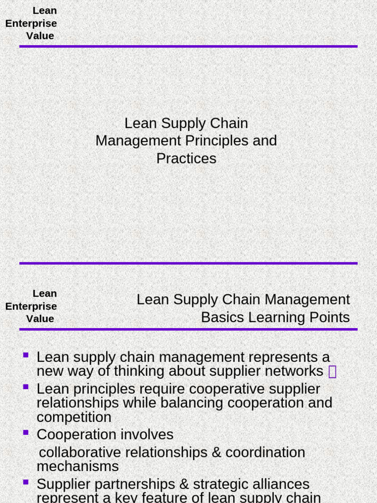 Lean Supply Chain Management Principles and Practices | PDF | Supply ...