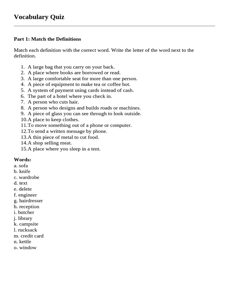 Vic Quiz 1-25 Elementary | PDF