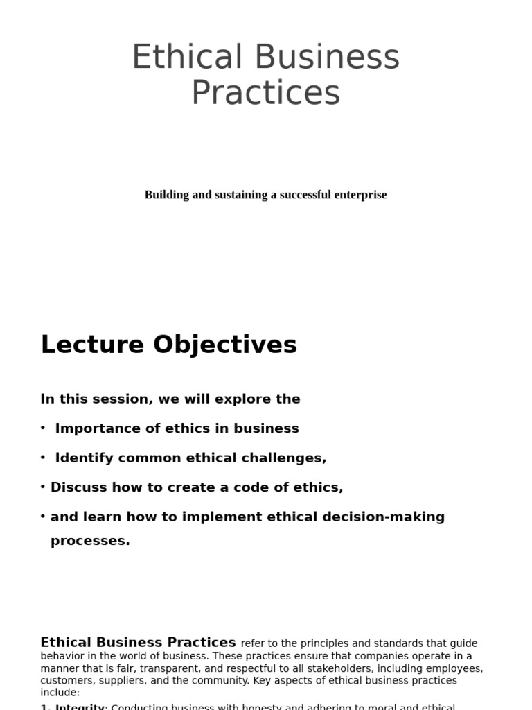 Ethical Business Practices Guide | PDF | Business Ethics | Business