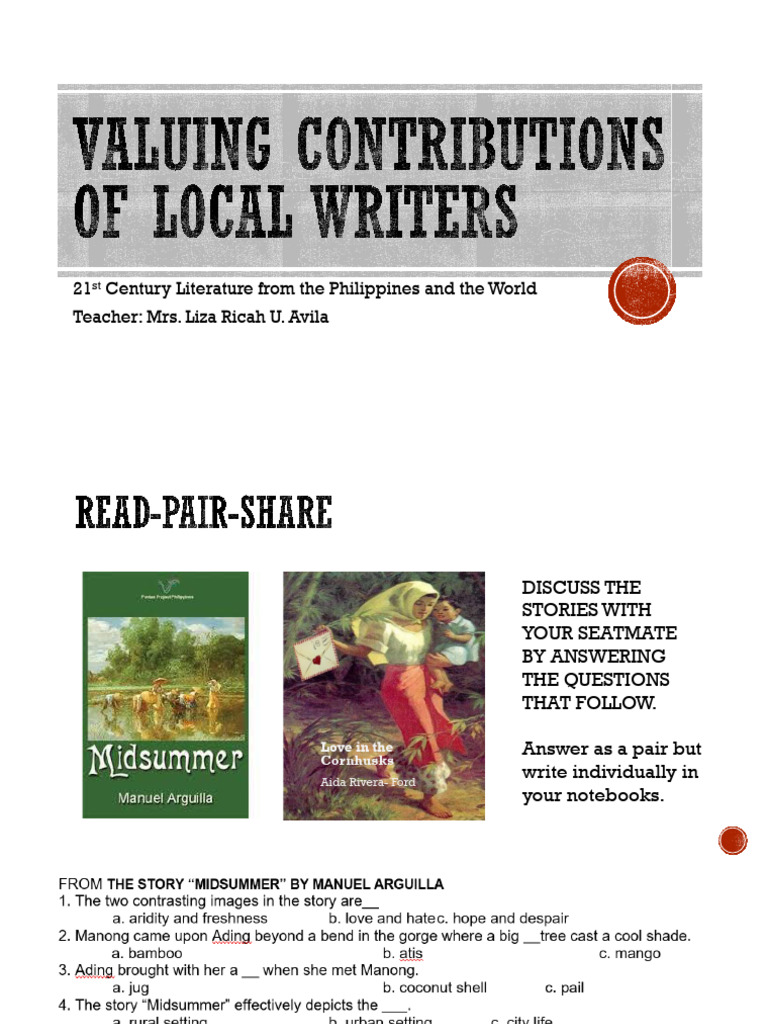 21st CL Lesson 5 Appreciate Authors From Regions | PDF | Philippines ...