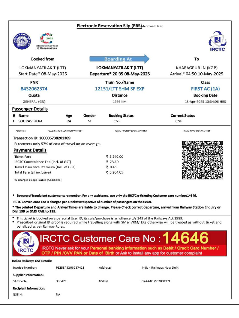 Sourab Bera Ticket | PDF