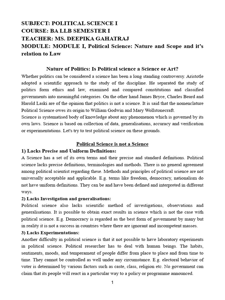 Political Science: Science or Art? | PDF | Science | Political Science
