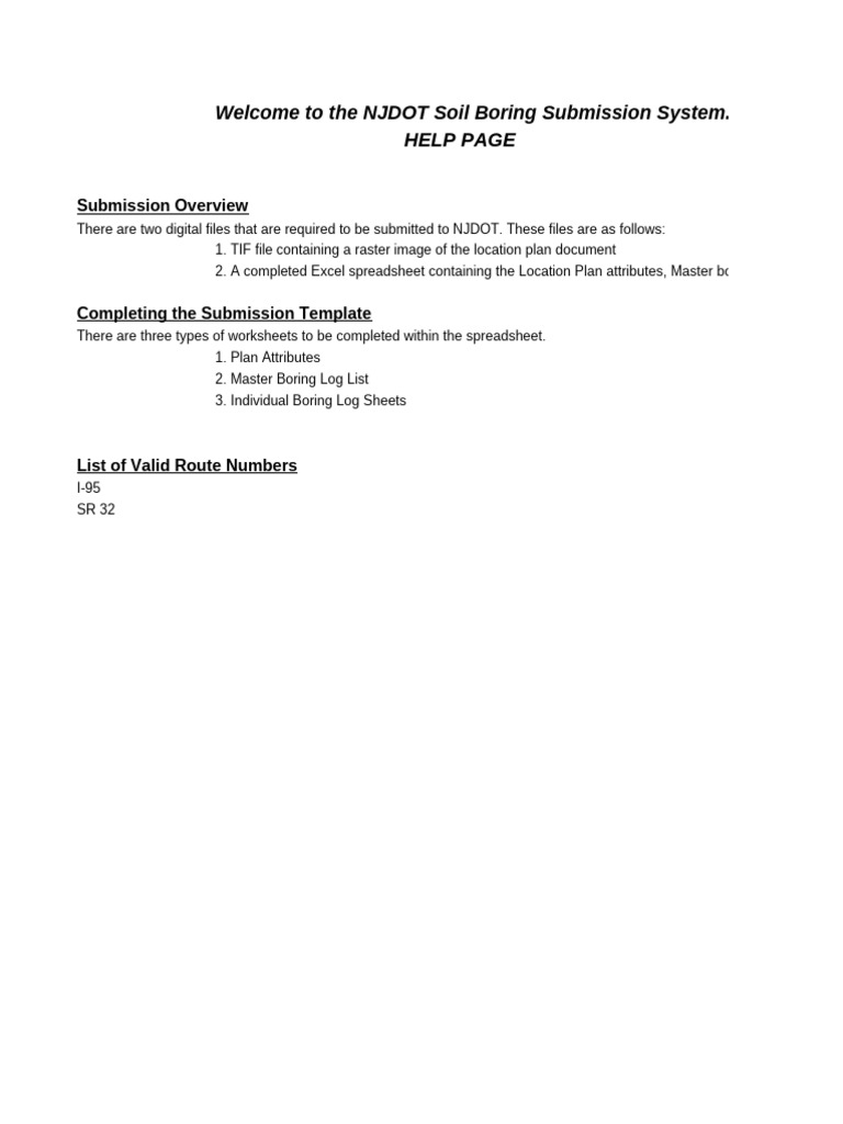 NJDOT Soil Boring Log Submission Guide | PDF
