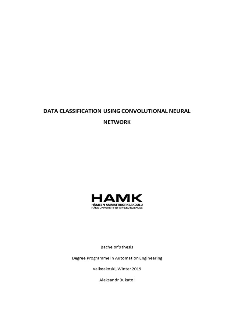 Data Classification Using Convolutional Neural Network Pdf Deep Learning Machine Learning