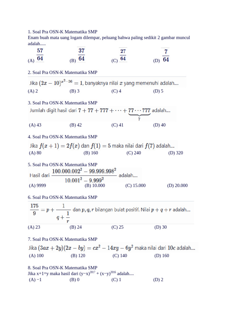 OSN Matematika SMP Dari Defantri | PDF
