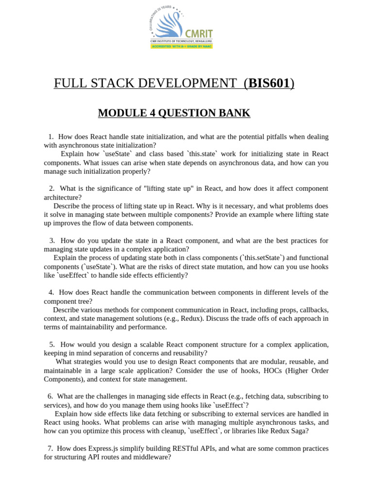 FSD Module 4 Question Bank | PDF | Systems Architecture | Computing