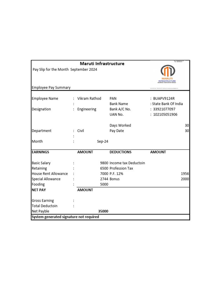 Pay Slip September | PDF