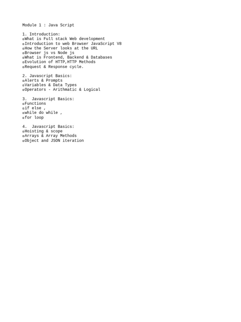 Module 1 Java Script | PDF