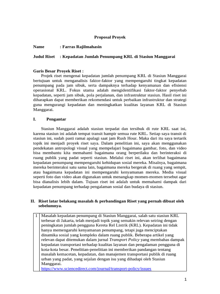 Proposal Riset Proyek | PDF