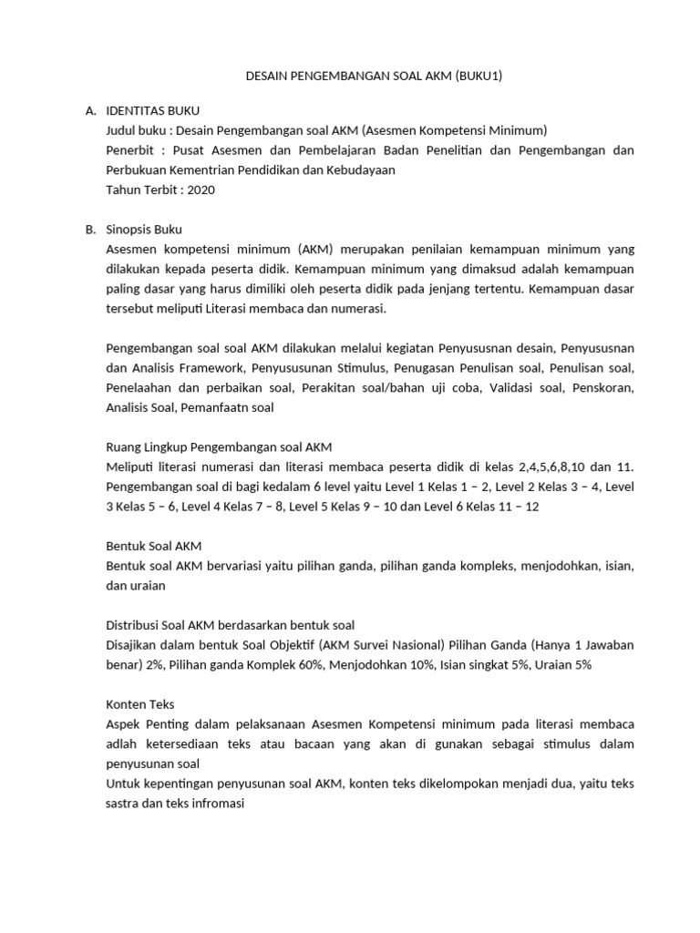 Review Buku Desain Pengembangan Soal Akm | PDF
