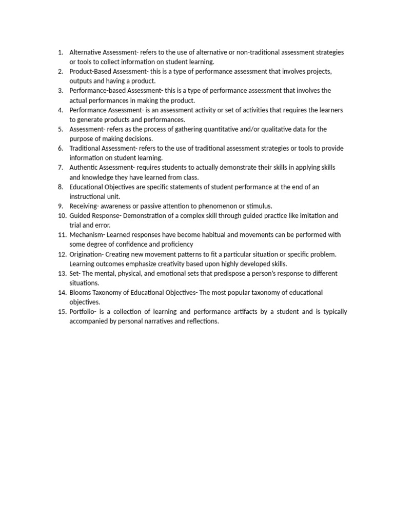 Alternative Assessment | PDF