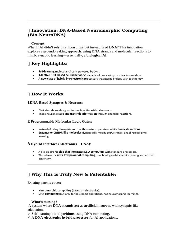 Refining The Neuromorphic DNA Computing Idea For P | PDF | Artificial Intelligence ...
