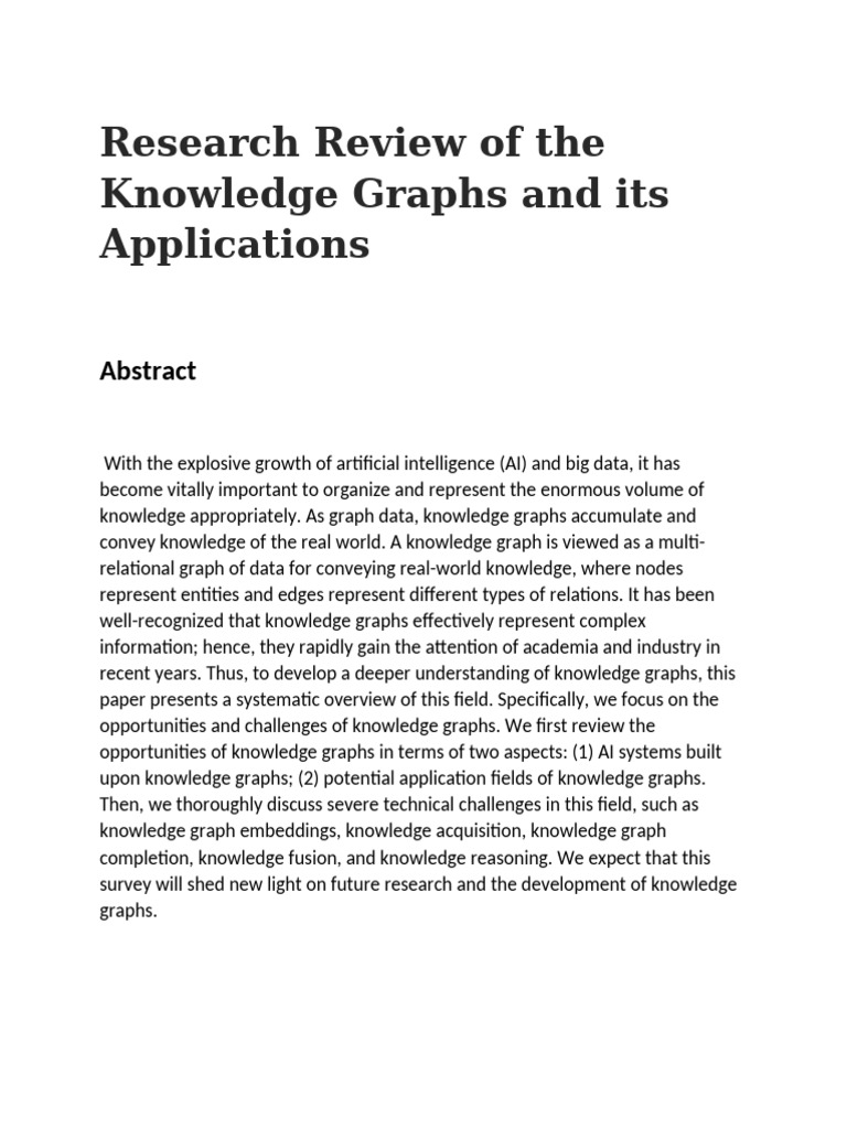 Research Review of The Knowledge Graph and Its Application | PDF ...