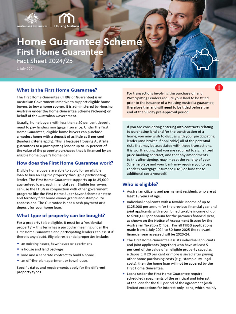 First Home Guarantee Overview 2024/25 | PDF | Mortgages | Loans
