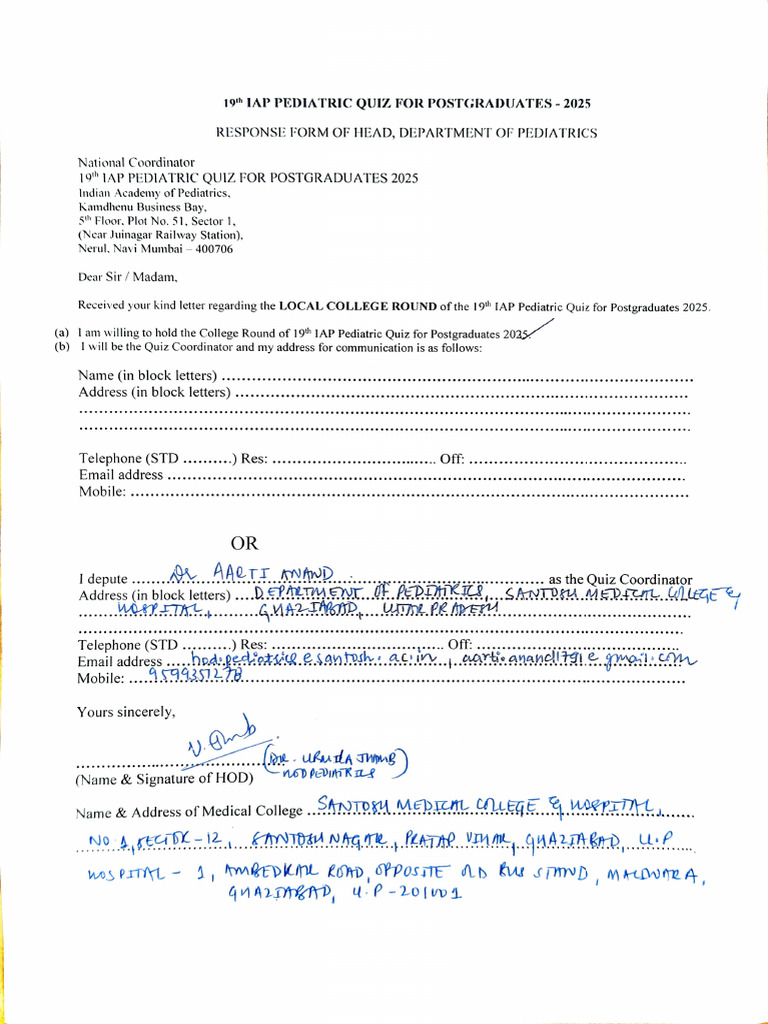 Response Form IAP Quiz PG | PDF