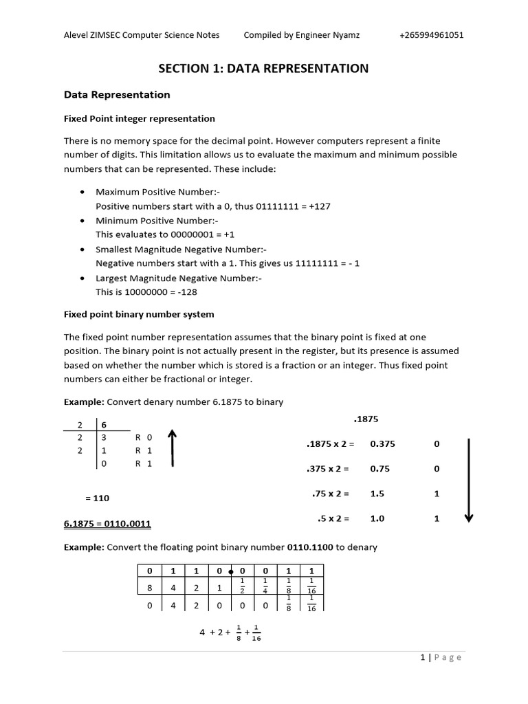A Level ZIMSEC Computer Science Notes | PDF | Numbers | Integer ...