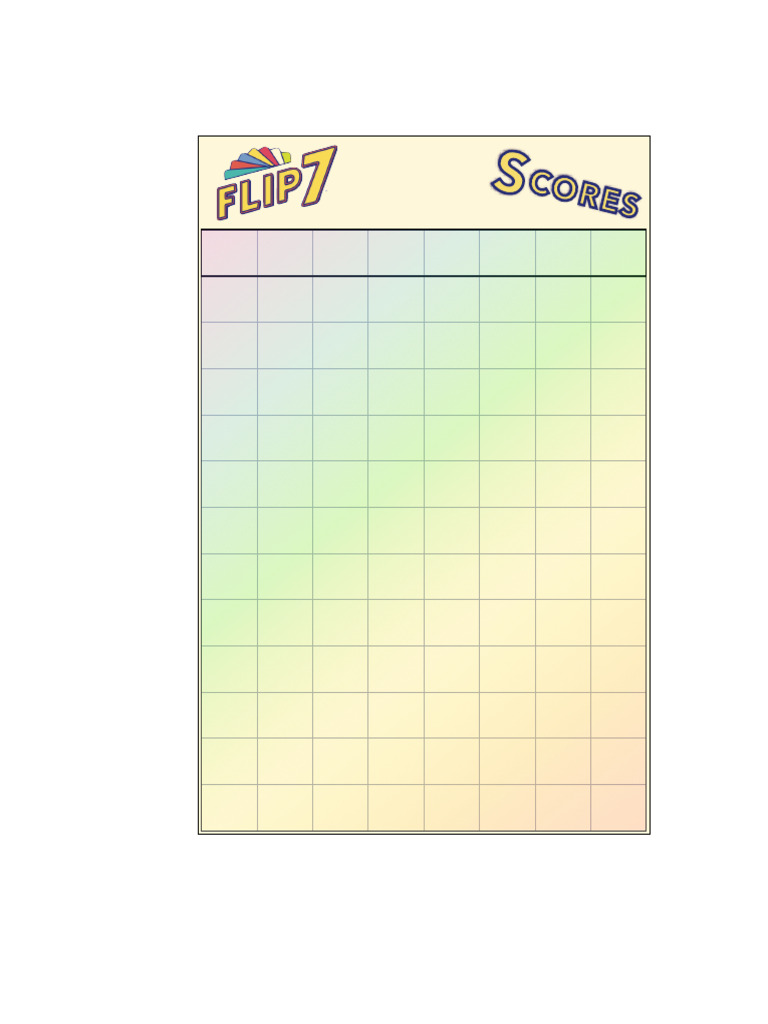 Flip 7 Colorful Scoresheet | PDF