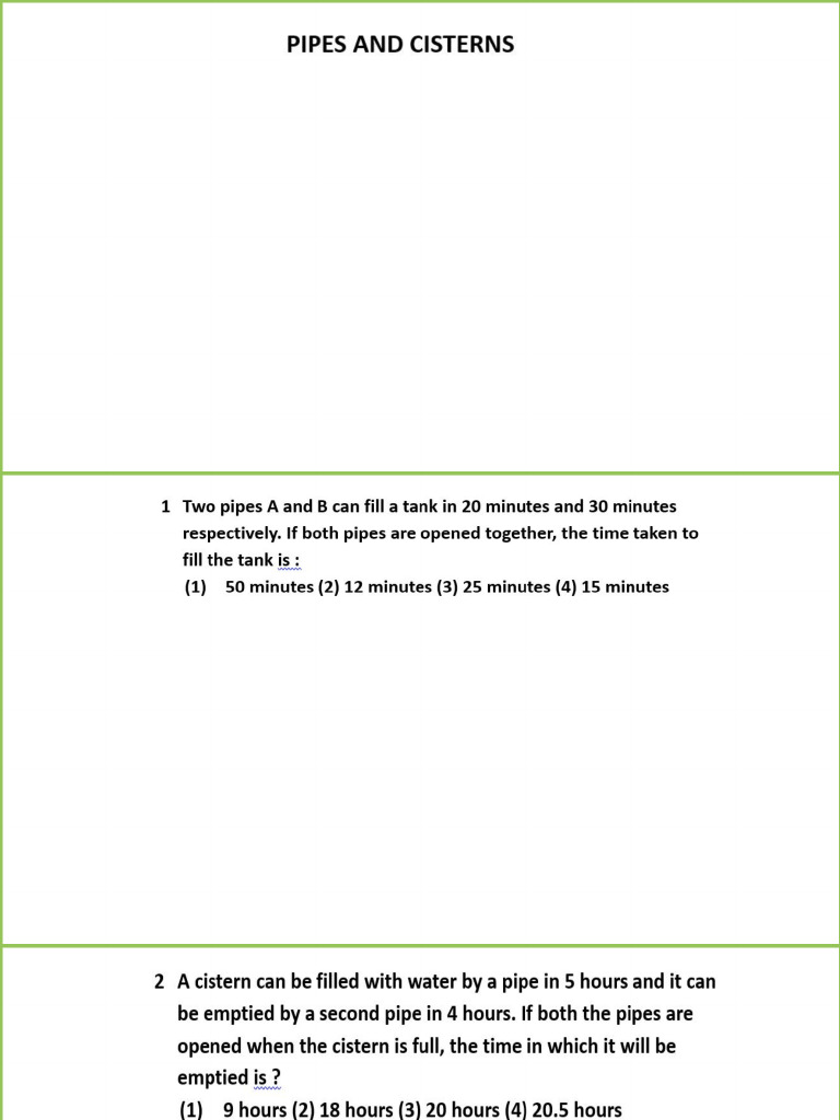 Pipes and Cisterns | PDF