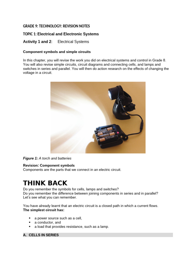 Grade 9 Electrical Systems Revision | PDF | Series And Parallel ...