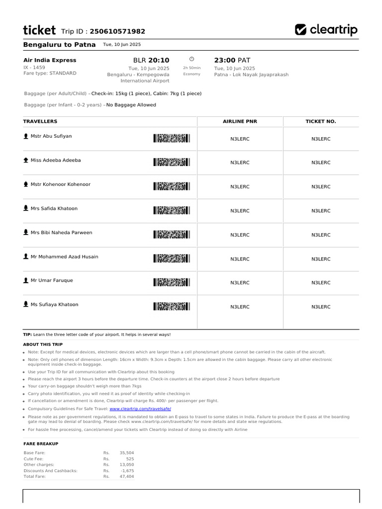 Cleartrip Flight E-Ticket-4 | PDF | Transport | Aviation