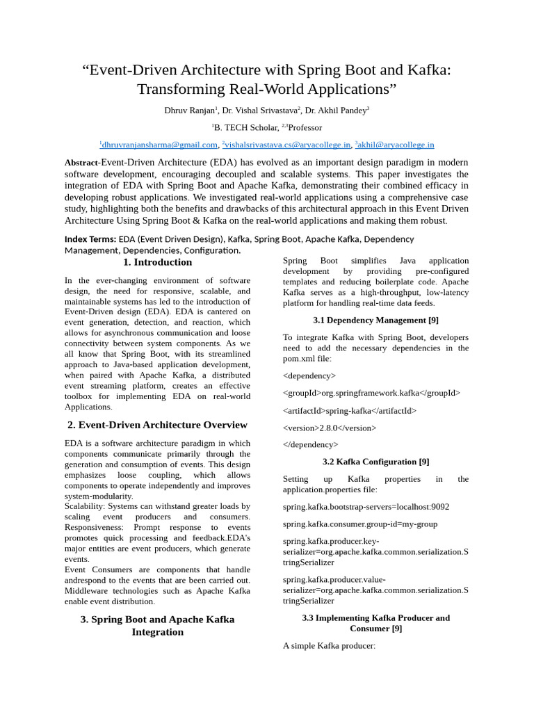 Event-Driven Architecture With Spring Boot and Kafka Transforming Real-World Applications | PDF ...