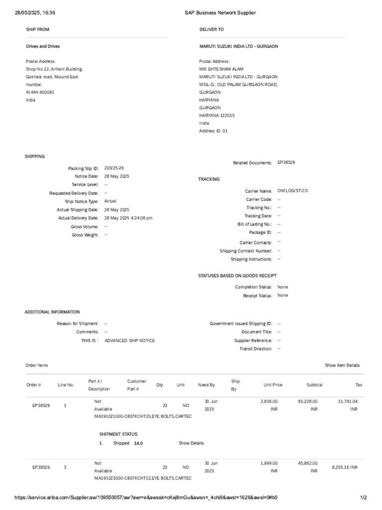 Ship Notice 205 | PDF
