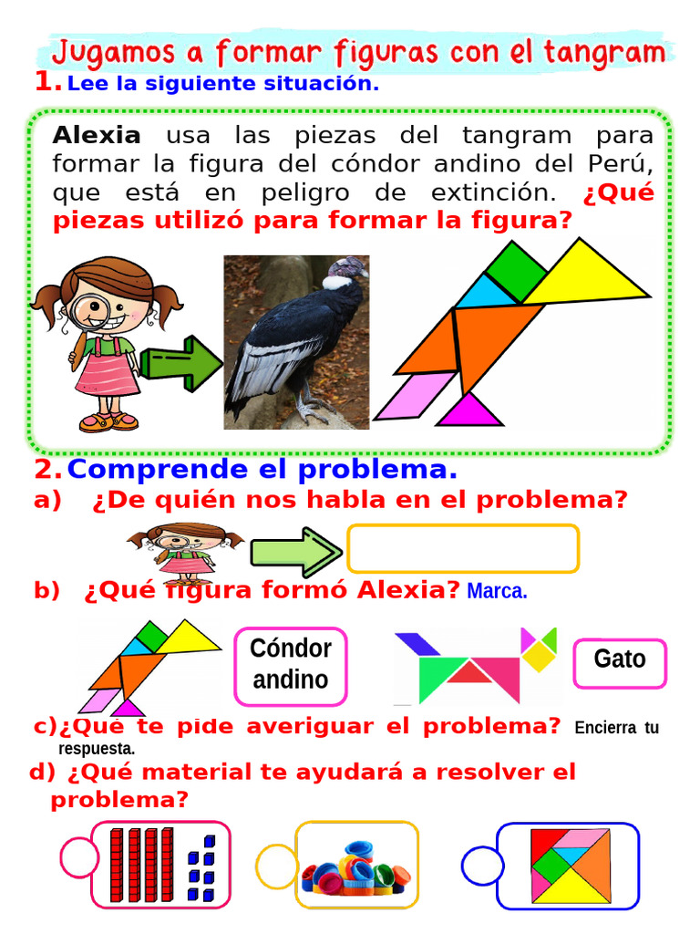 Fichas Jugamos A Formar Figuras Con El Tangram | PDF