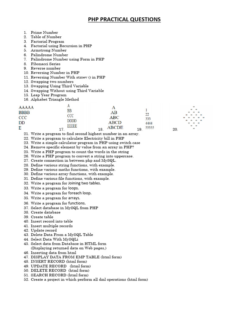 Practical Questions For PHP | PDF