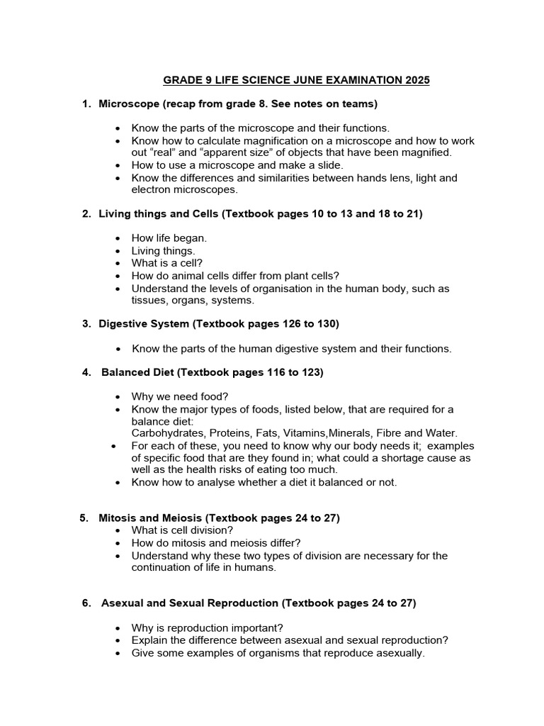 Grade 9 Life Science Exam Guide 2025 | PDF | Zygosity | Heredity