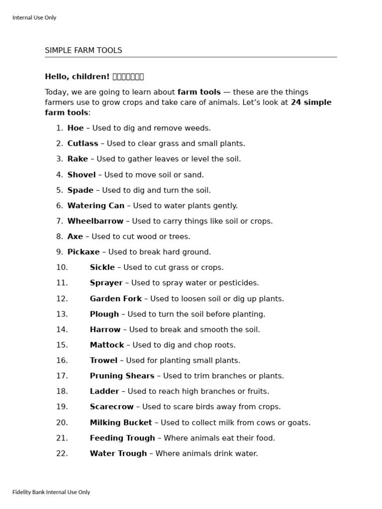 Simple Farm Tools | PDF