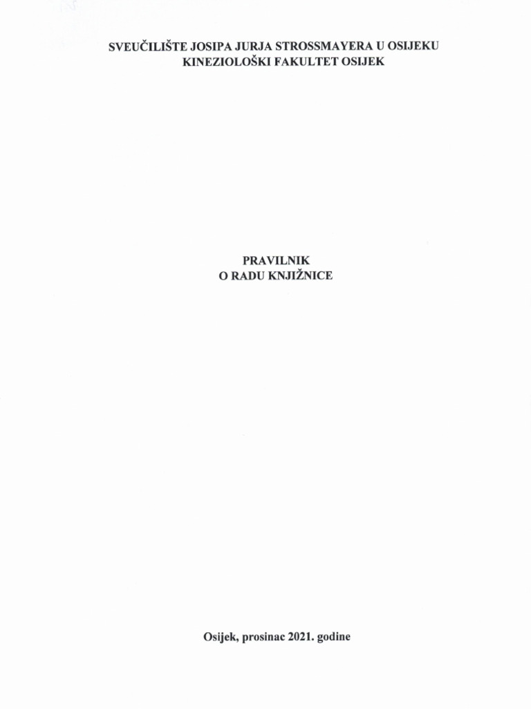 Pravilnik o Radu Knjiznice | PDF