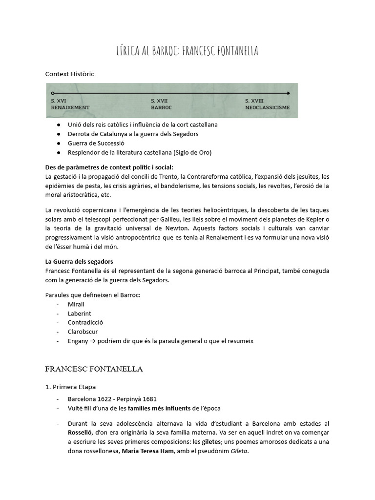 Lírica Al Barroc Francesc Fontanella | PDF