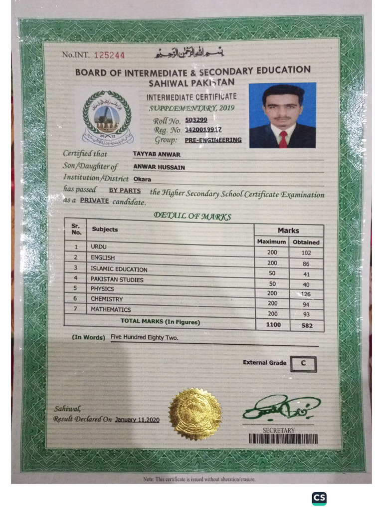 Intermidate Certificate | PDF