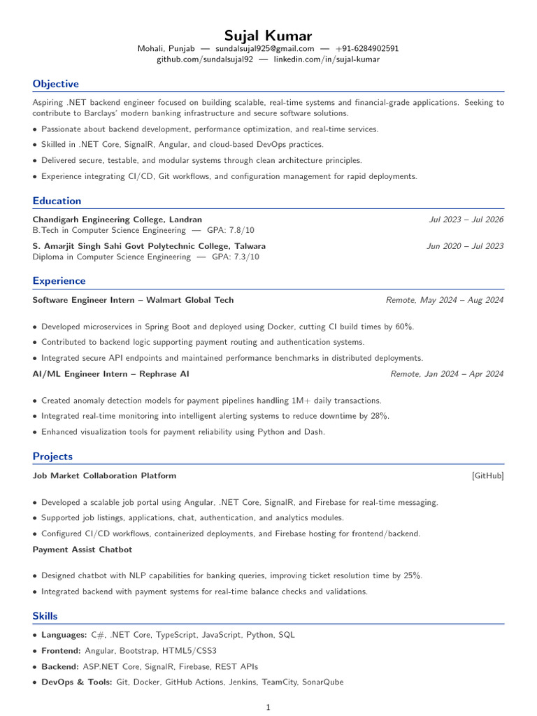 Morgan Stanley Resume Sujal Kumar | PDF | Cloud Computing | Software Development