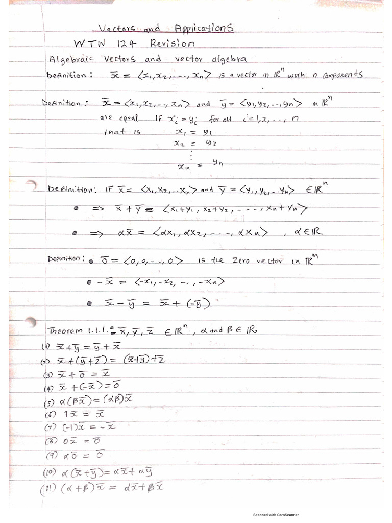 WTW 248 Section 1 Vectors and Applications-1 | PDF