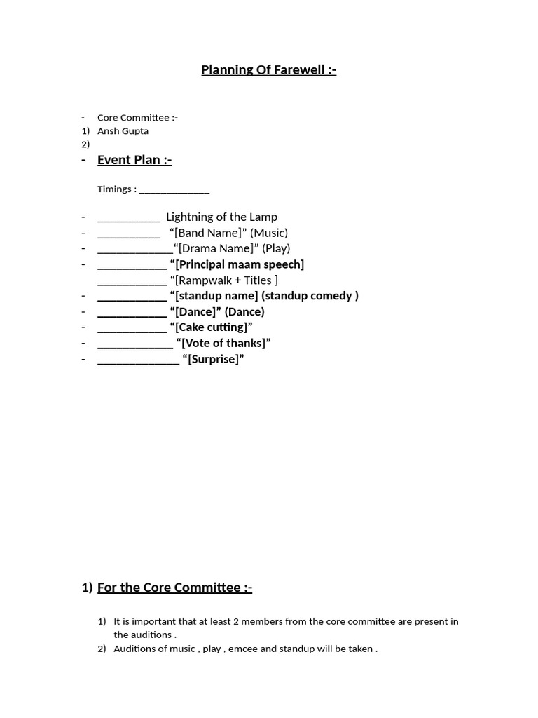 Farewell Event Planning Guide | PDF