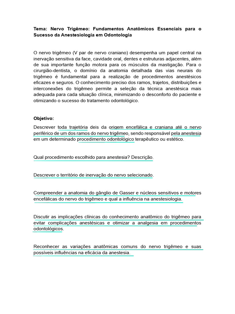Nervo Trigemio Trabalho Odonto Estacio 250528 140000 | PDF