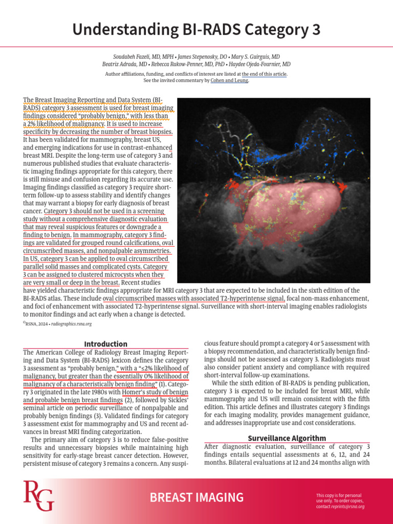 Understanding BI-RADS Category 3 | PDF | Mammography | Breast Cancer