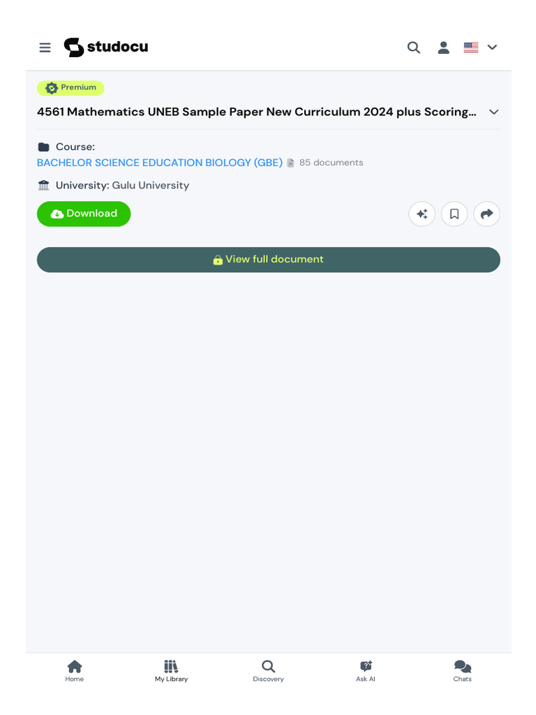 4561 Mathematics UNEB Sample Paper New Curriculum 2024 Plus Scoring | PDF