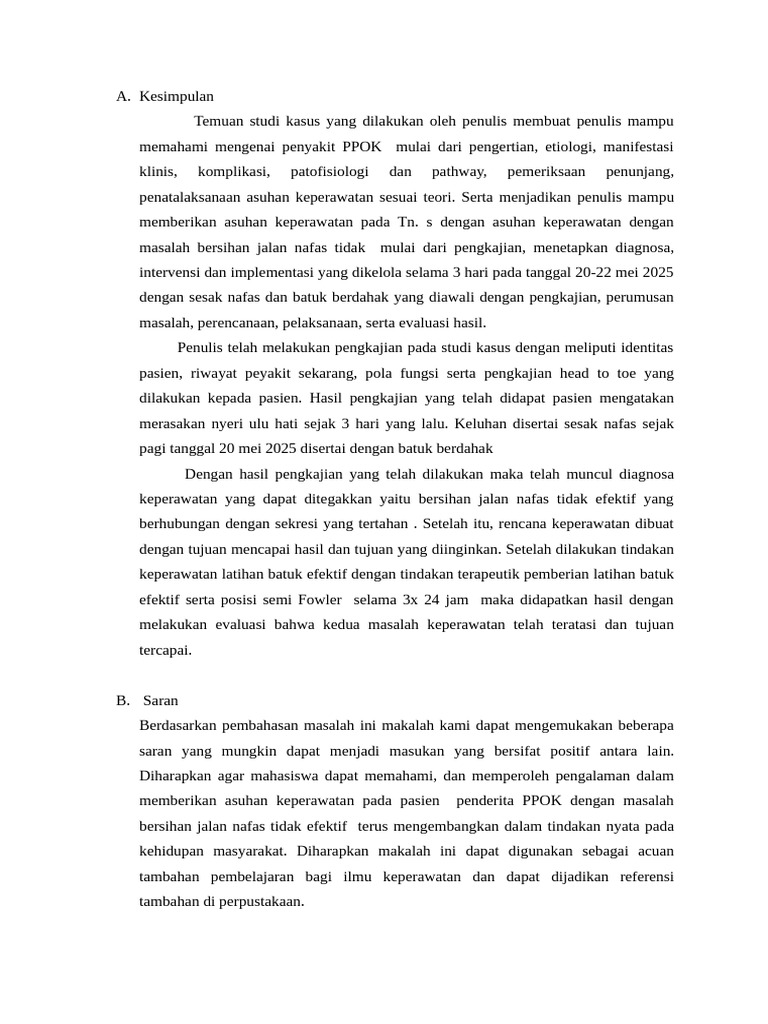 Kesimpulan Penanganan PPOK | PDF