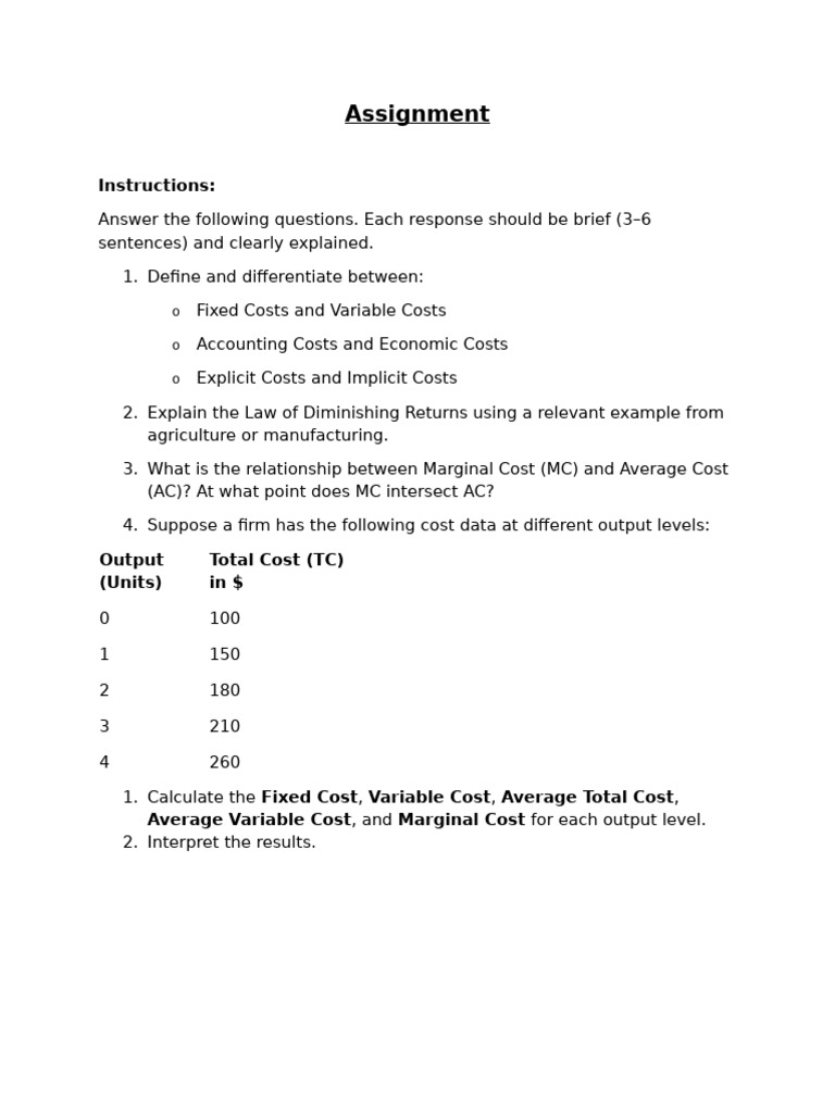 Cost Concepts and Analysis Assignment | PDF
