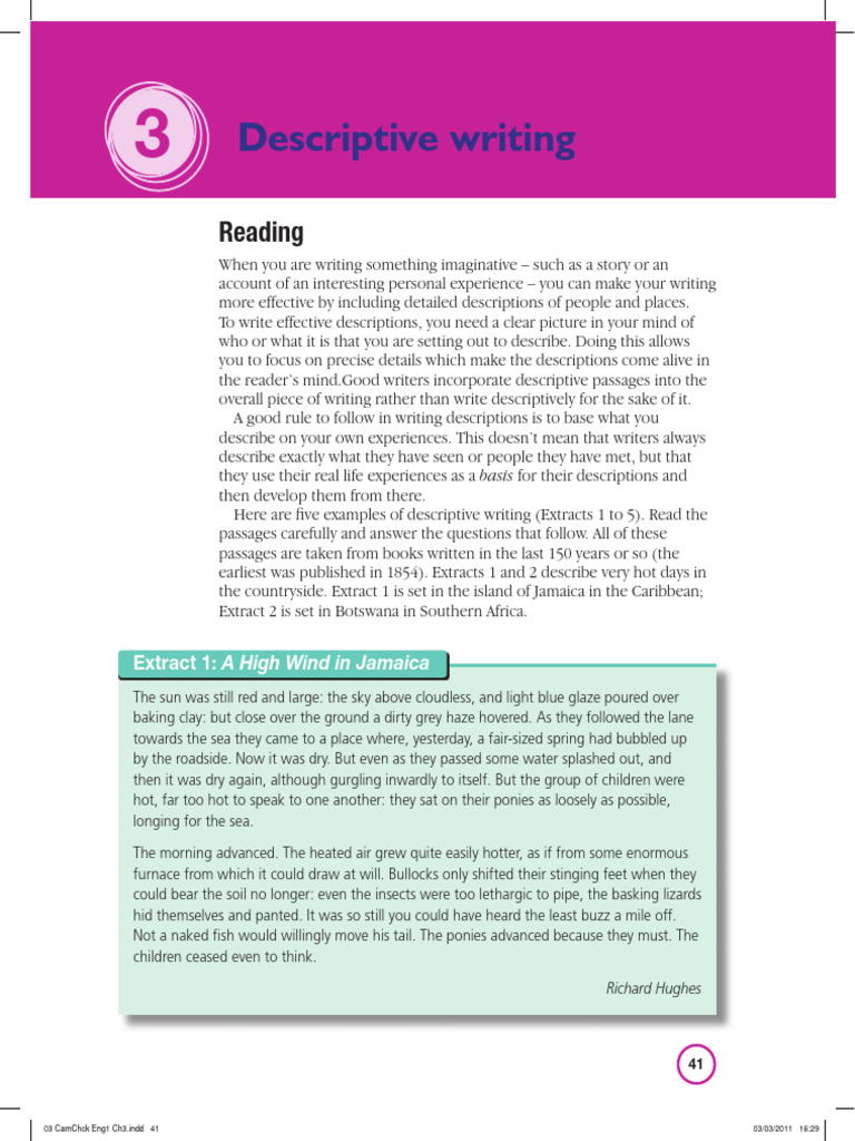 Descriptive Writing Techniques and Examples | PDF