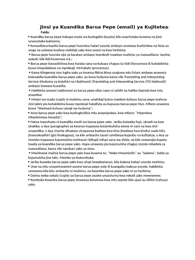 Kuandika Barua Pepe | PDF