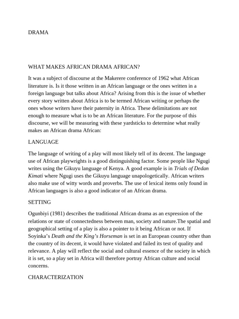 Characteristics of African Drama | PDF | Human Communication