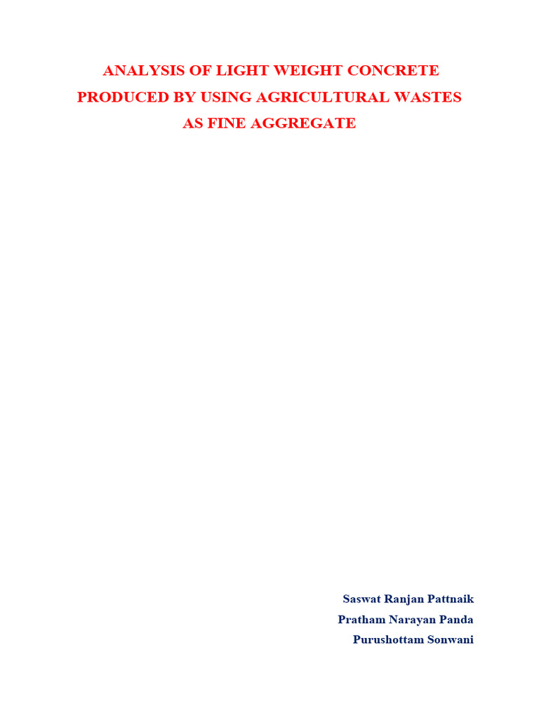 Lightweight Concrete from Agricultural Waste | PDF | Concrete ...