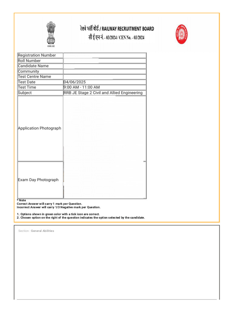 RRB Je Cbt2 Civil Reexam 4 June 2025 Paper With Ke - 250611 - 000326 ...