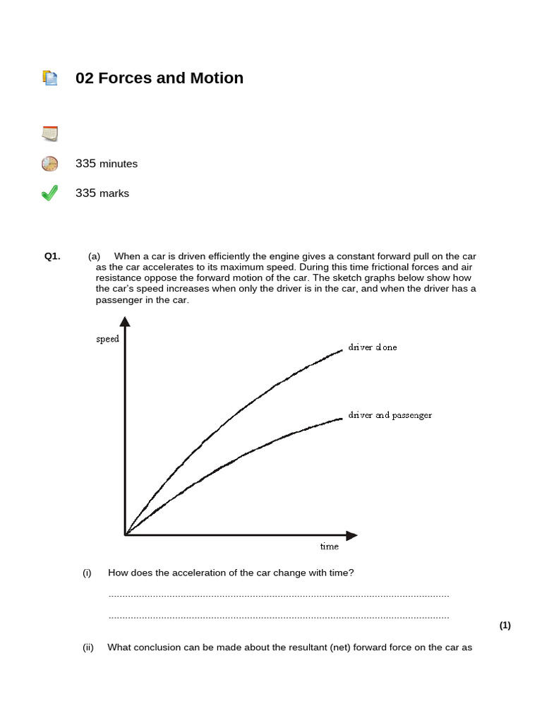 Forces and Motion: Car Dynamics Analysis | PDF | Force | Acceleration