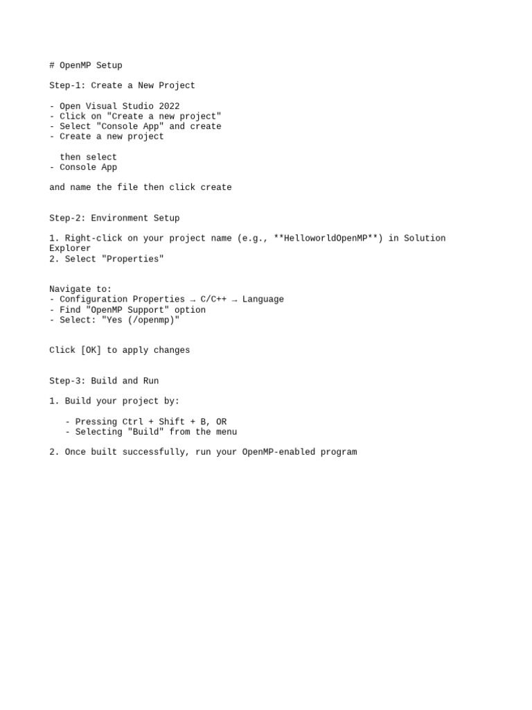 OpenMP Visual Studio Setup | PDF
