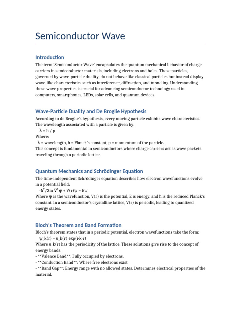 Semiconductor Wave AllConcepts | PDF | Semiconductors | Electron